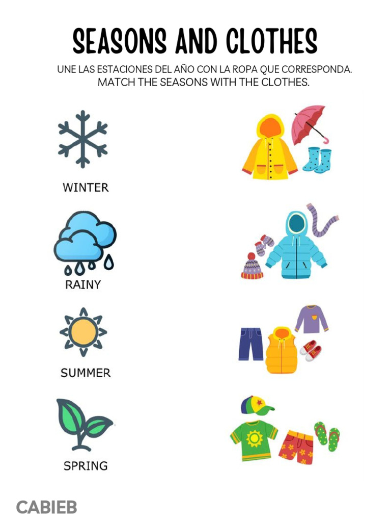 Ropa por estaciones del año en inglés | PDF