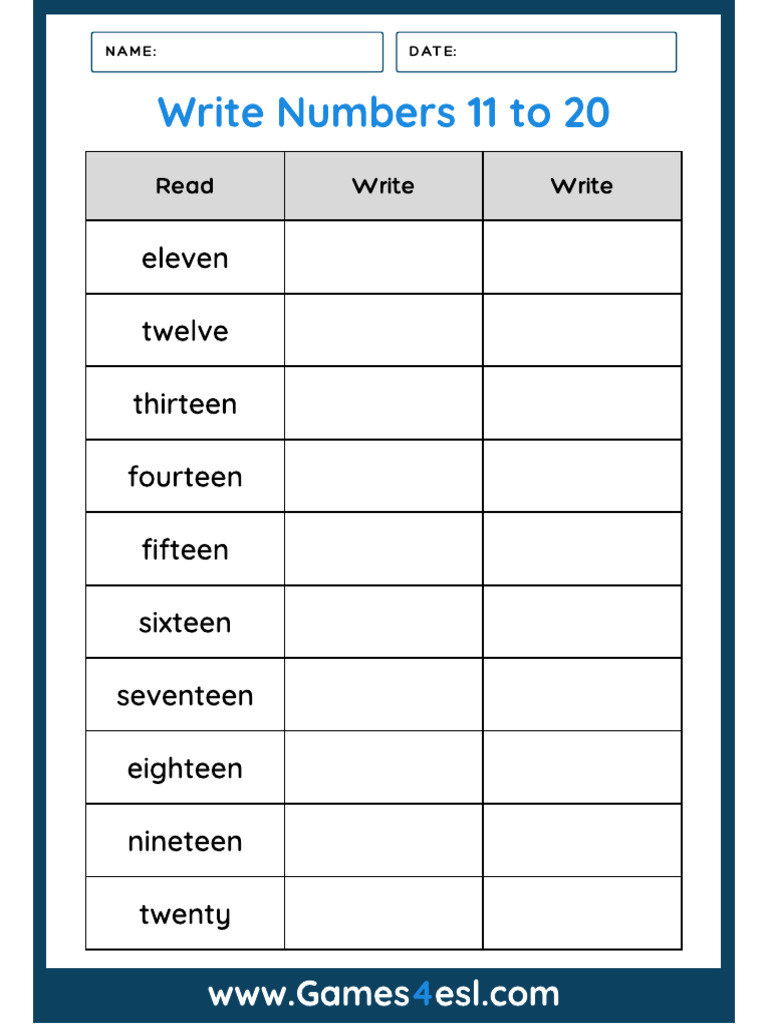 Numbers as Words Worksheets PDF | PDF