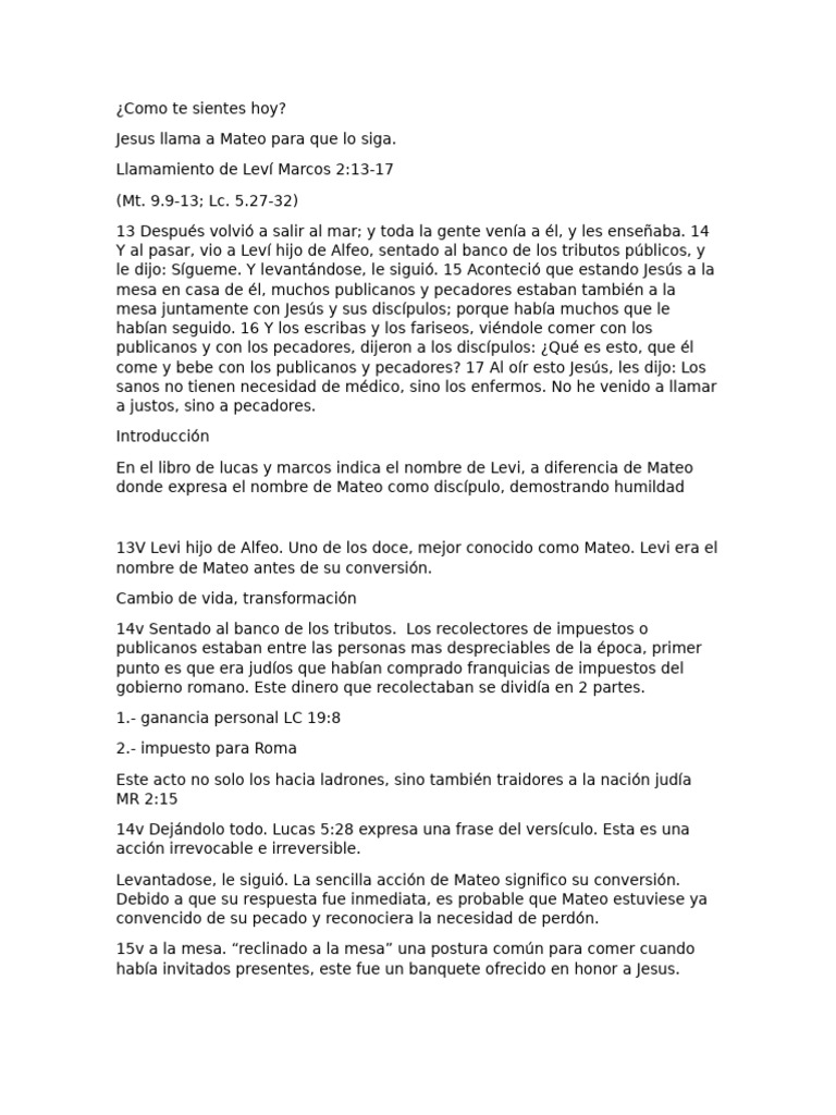 Llamado de Jesús a Mateo | PDF | Jesús | Evangelio de Mateo