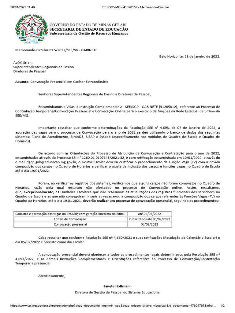 Memorando-Circular nº 5-2022-SEE-SG - GABINETE | PDF | Gestão de recursos humanos