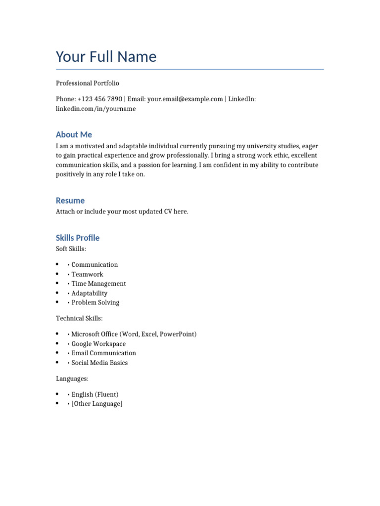 General Job Portfolio Template | PDF