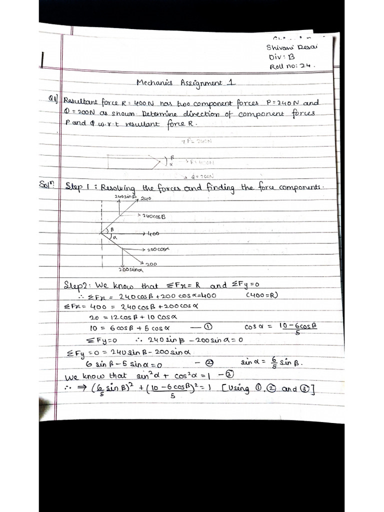 Mechanics Assignment 1-5 | PDF