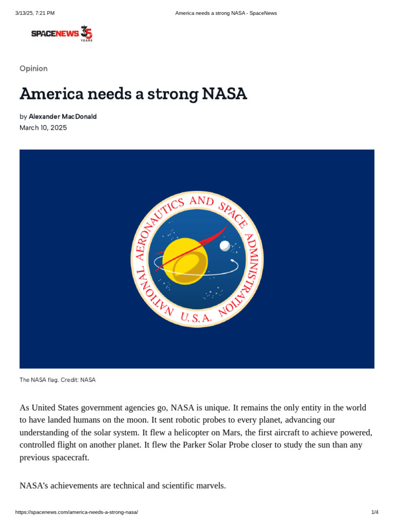 America Needs A Strong NASA - SpaceNews | PDF | Nasa | Moon