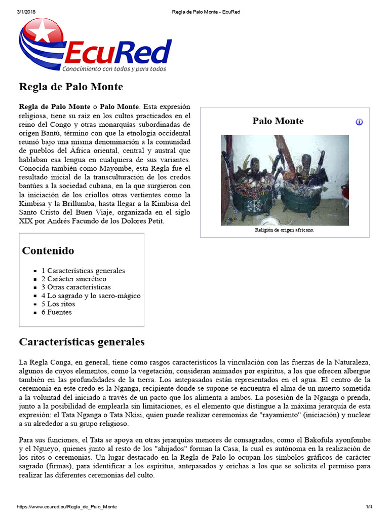 Regla de Palo Monte - EcuRed | PDF | Santeria | Actitud psicológica