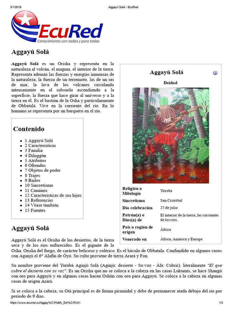 Aggayú Solá - EcuRed | PDF