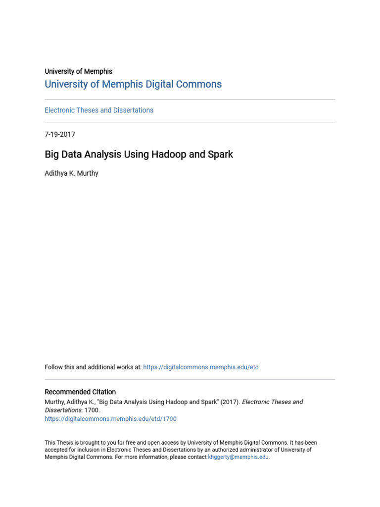 Big Data Analysis Using Hadoop and Spark | PDF | Apache Hadoop | Apache Spark