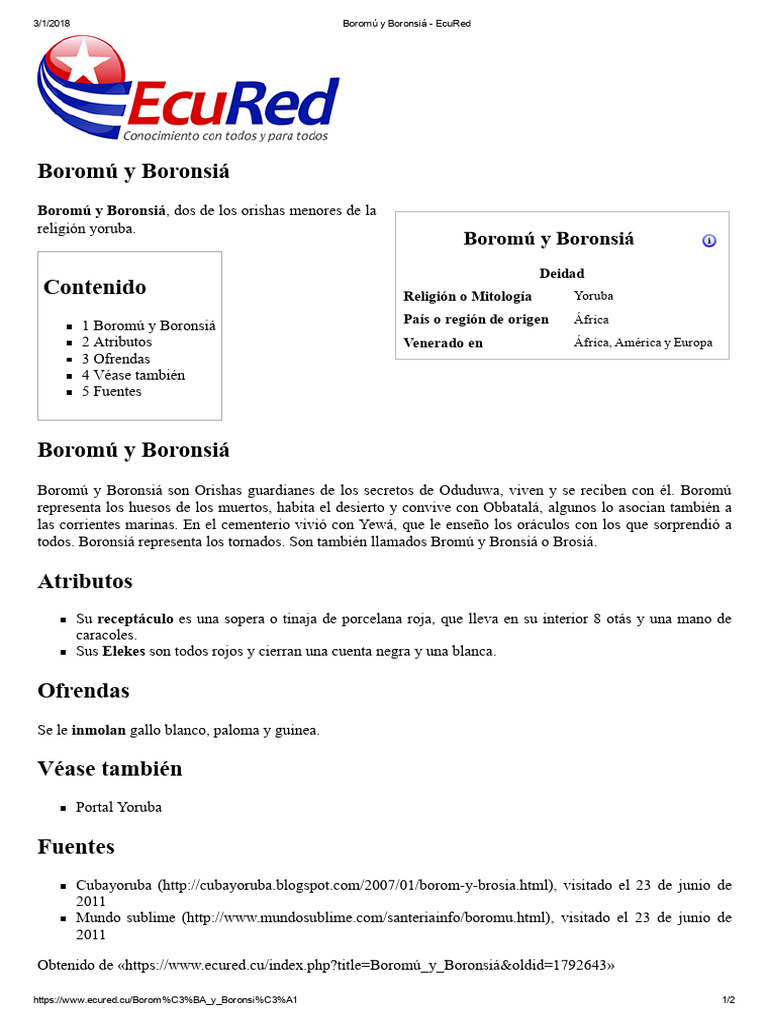 Boromú y Boronsiá - EcuRed | PDF