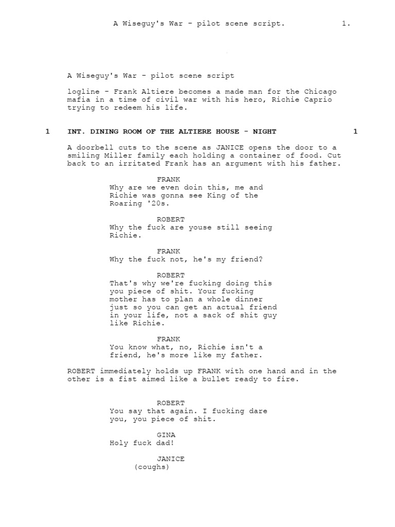 A Wiseguy S War - Pilot Scene Script | PDF