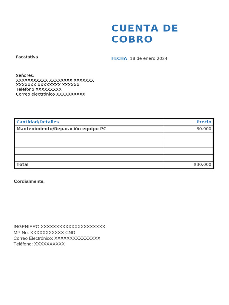 Cuenta Cobro | PDF