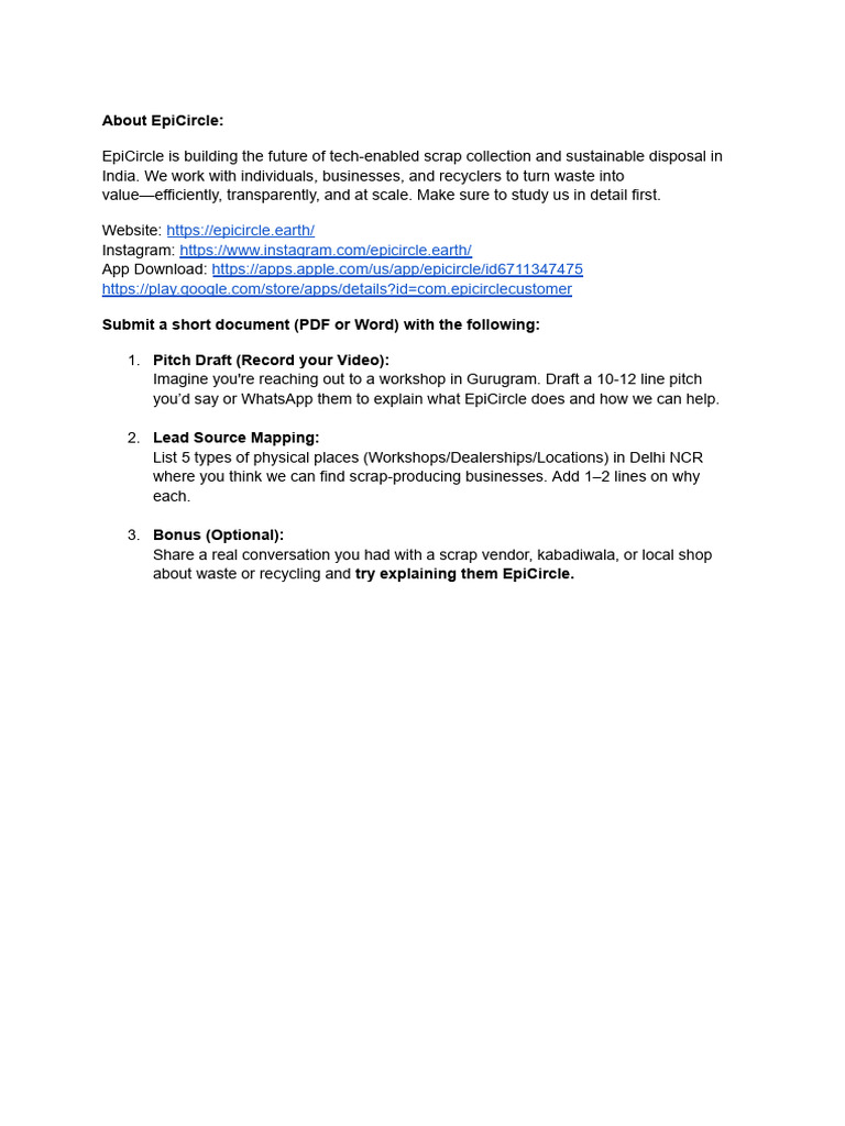 Outreach Internship Task Details | PDF