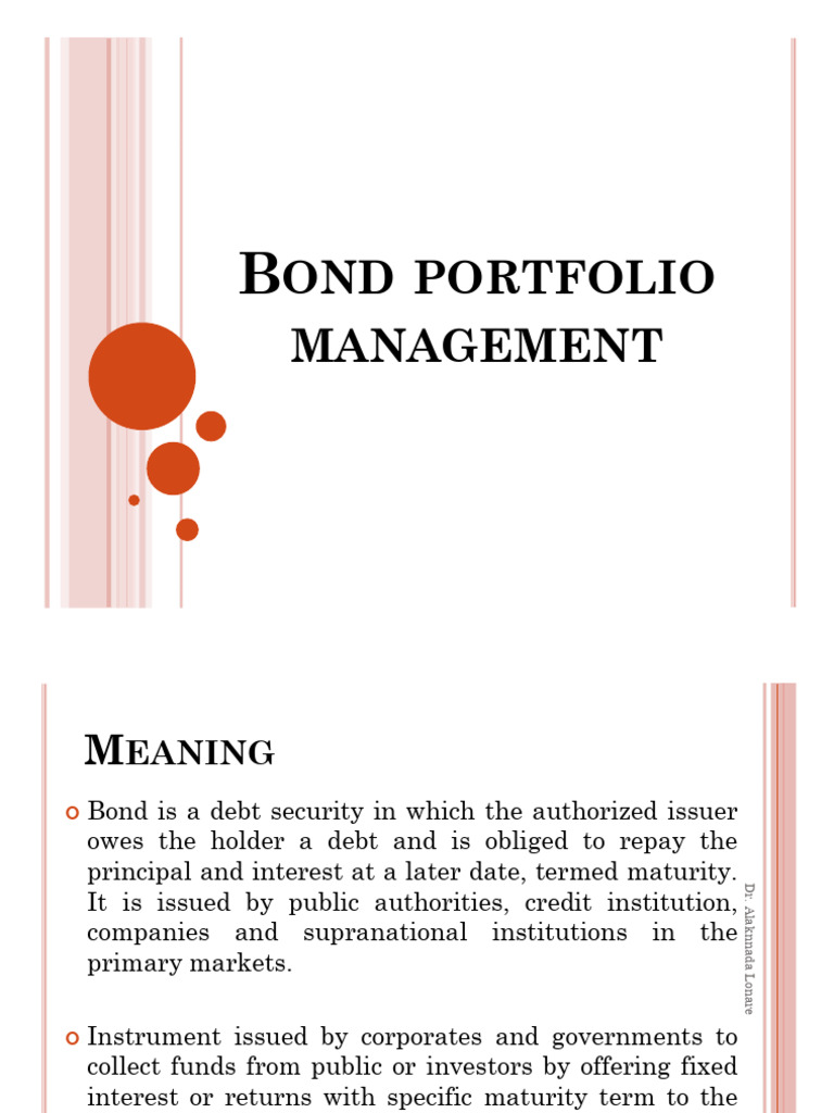 Unit 13 Bond Portfolio Management | PDF | Bonds (Finance) | Yield (Finance)