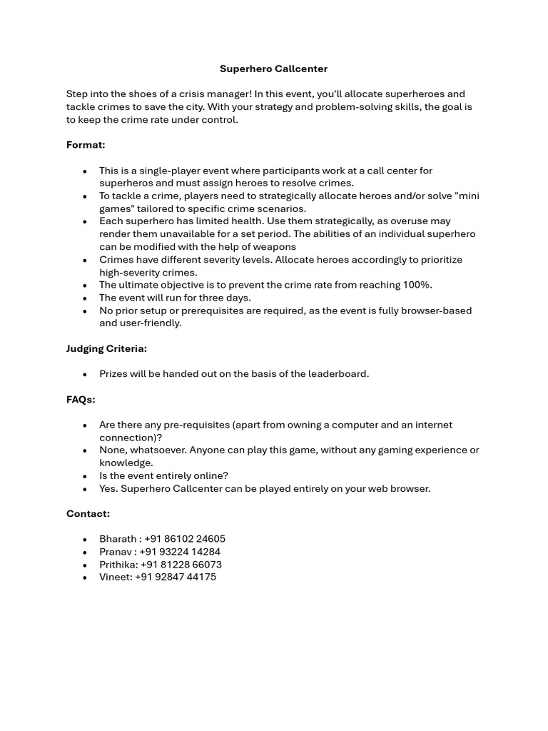677bcb988428d Superhero Callcenter Rulebook | PDF