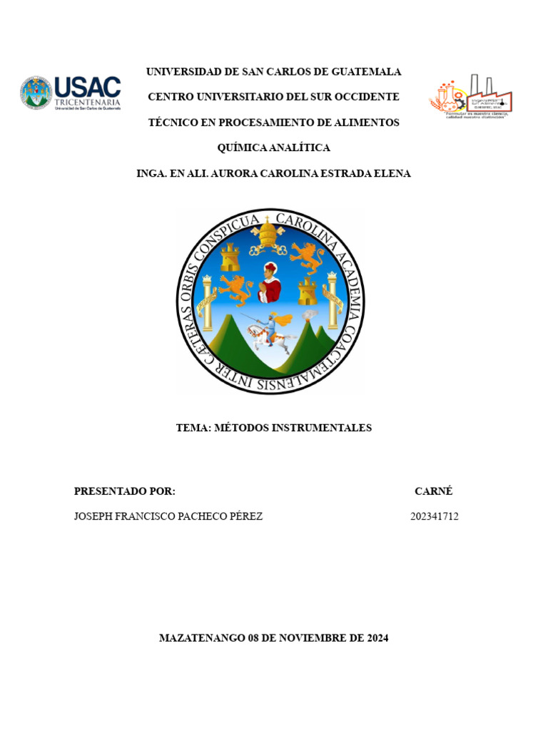 MÉTODOS INSTRUMENTALES (TERMINADO) | PDF | Cromatografía | Espectroscopia
