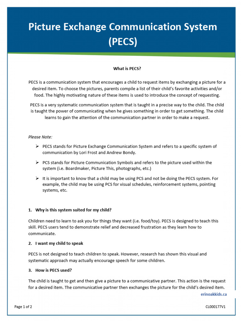 Understanding the Picture Exchange Communication System | PDF | Human ...