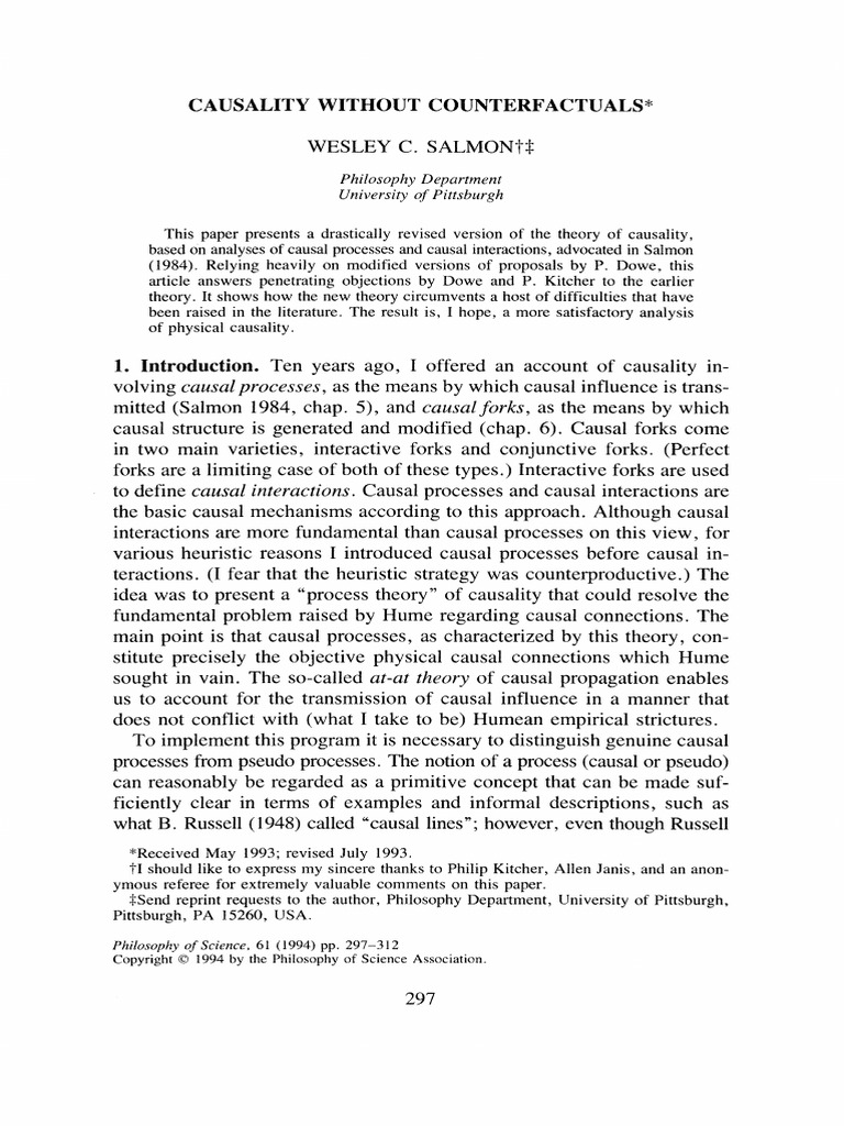 Salmon Causality Without Counterfactuals | PDF | Causality | Momentum