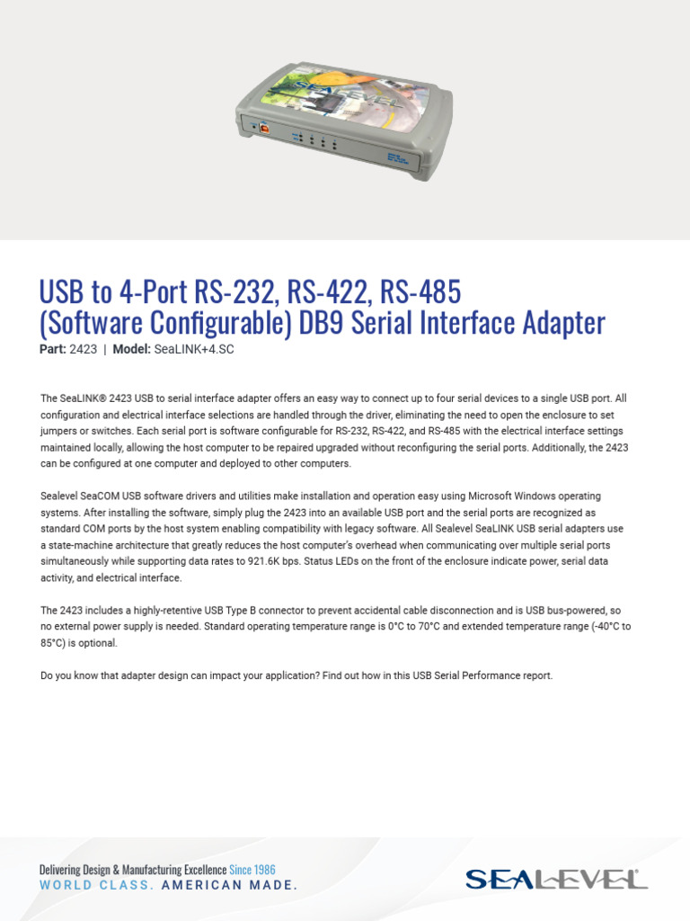 Sealevel 2423 SL9466 E22 | PDF | Usb | Manufactured Goods