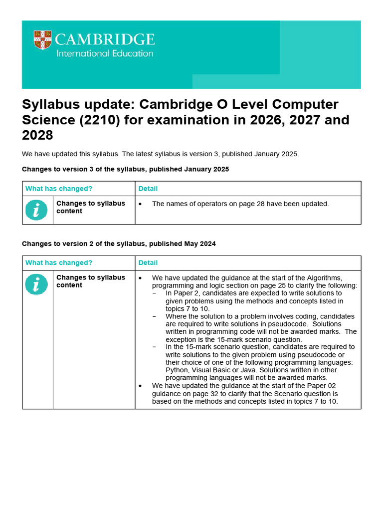 2026 2028 Syllabus Update | PDF | Computer Programming | Programming ...