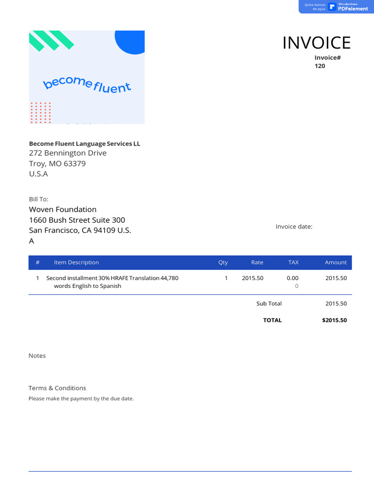 second installment invoice | PDF