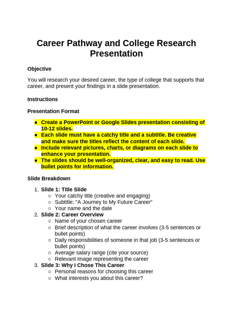 Career and College Research Guide | PDF