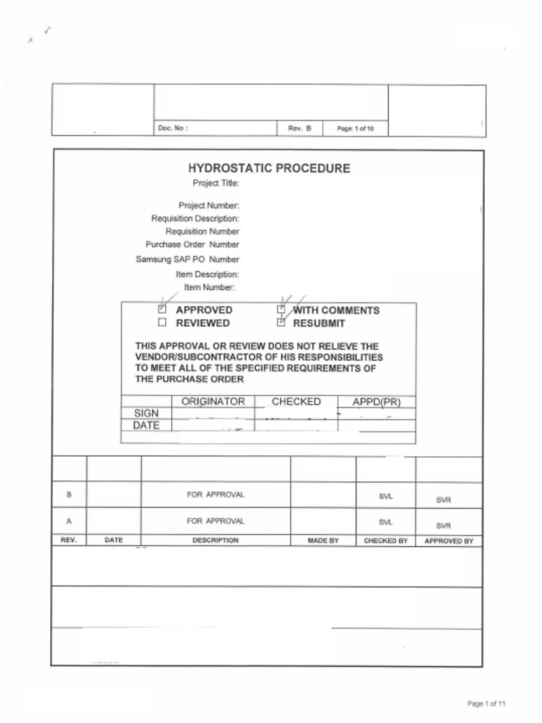 Hydrotest Procedure | PDF