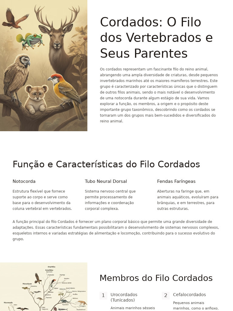 Características e Evolução dos Cordados | PDF | Vertebrados | Biologia