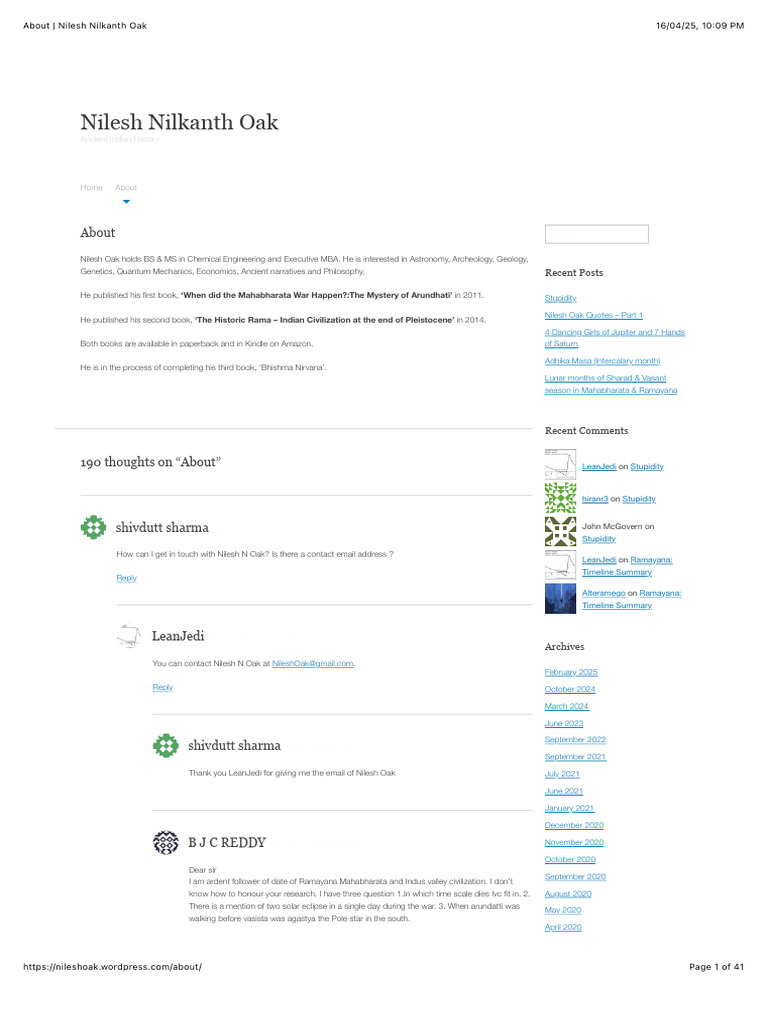 About - Nilesh Nilkanth Oak | PDF