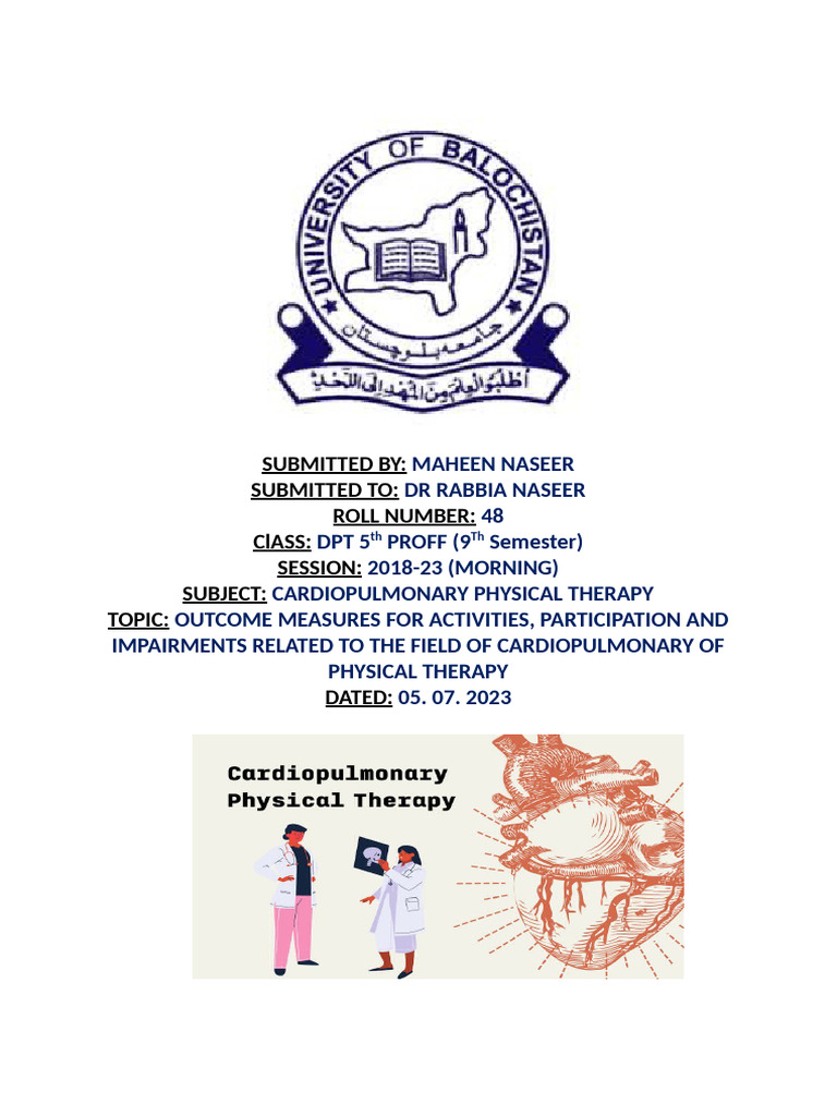 CardioPulmonary Physical Therapy - Assignment 2 | PDF | Physical ...
