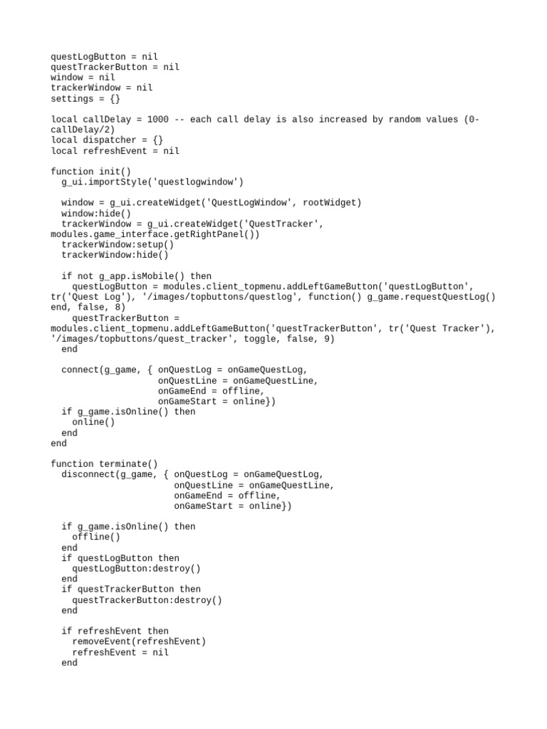 Questlog Lua | PDF | Json | Computing