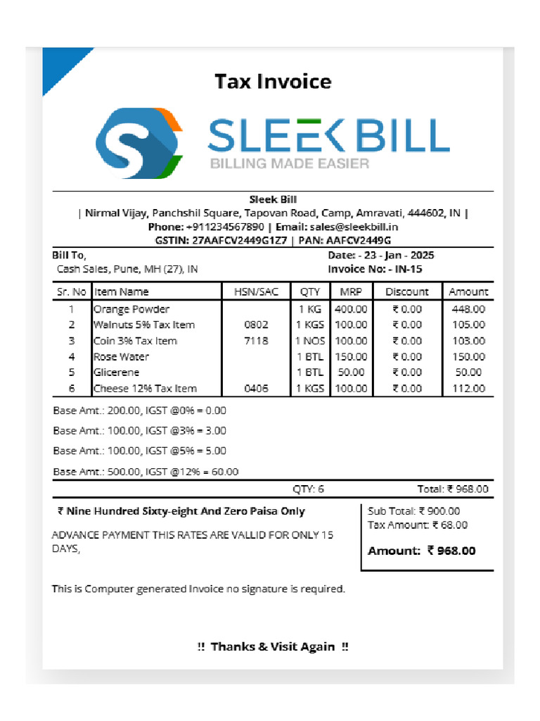 invoice-format-A6 | PDF