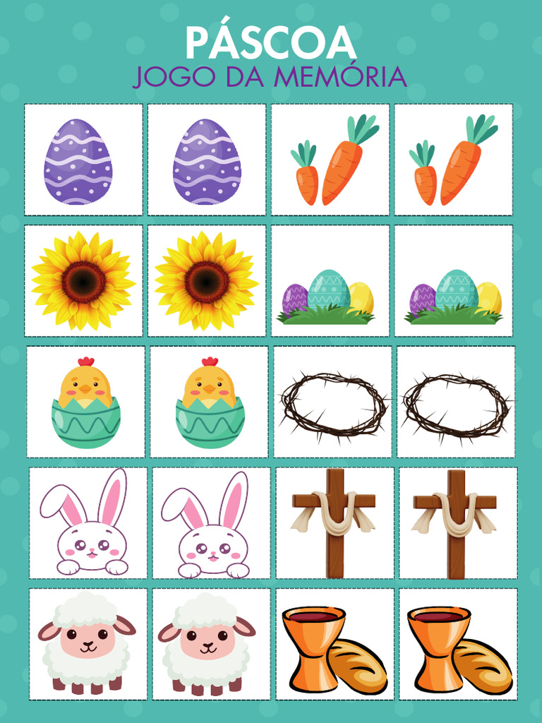 Colorful Illustrative Happy Easter Memory Game Printable Flyer | PDF
