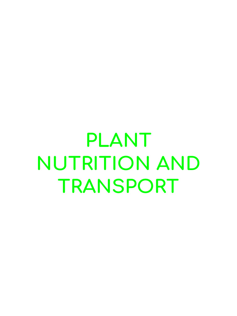 Plant Nutrition and Transport - Unit 3 | PDF | Photosynthesis | Leaf