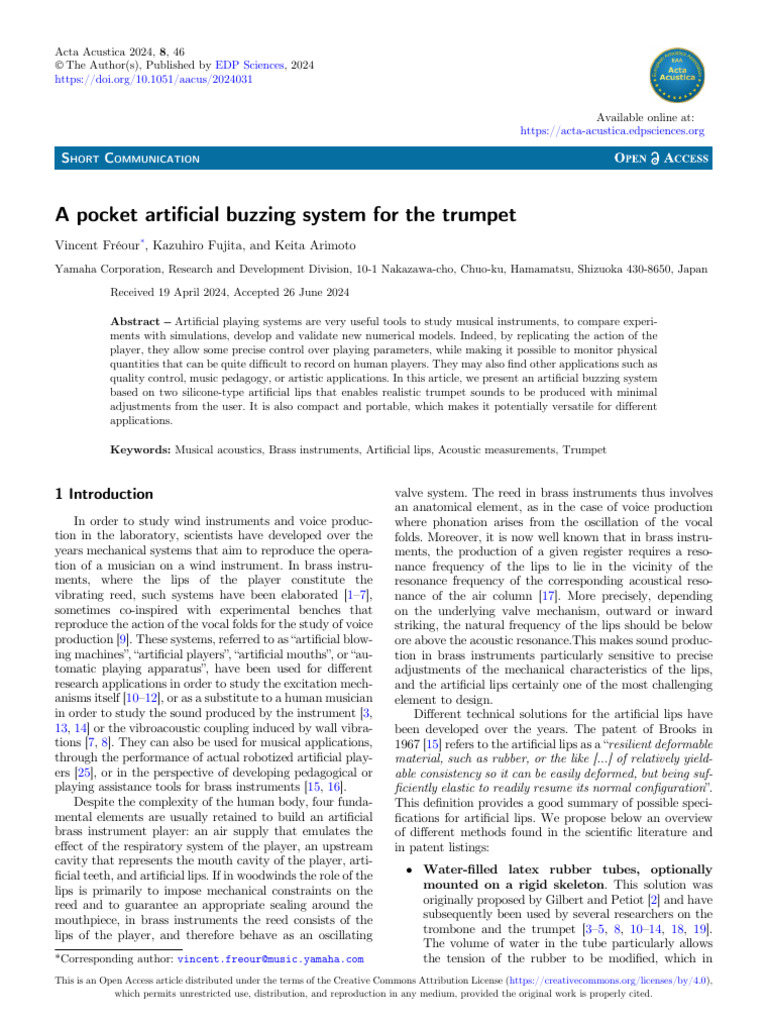 Artificial Lips For Trumpet | PDF | Brass Instruments | Human Voice