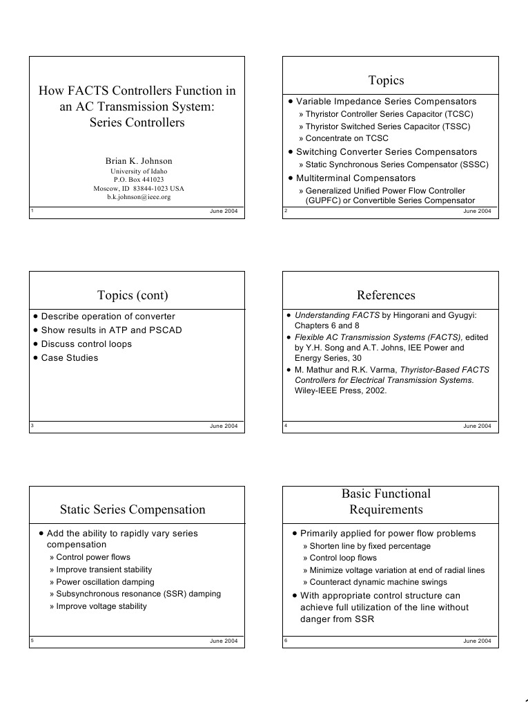 How FACTS Controllers Function in An AC Transmission System: Series Controllers Topics | PDF ...