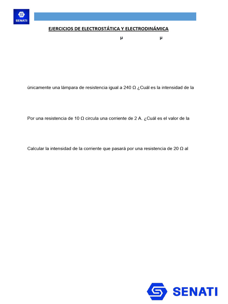 Ejercicios de Electrostática y Electrodinámica | PDF