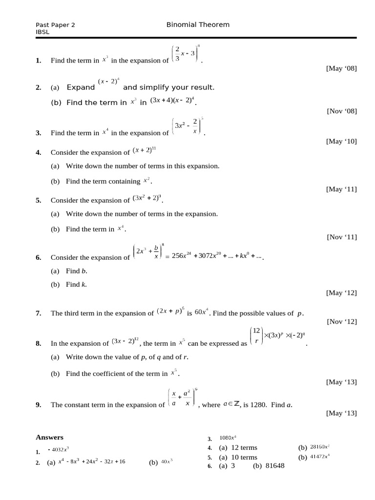 02-binomial-theorem-p2 | PDF | Number Theory | Complex Analysis