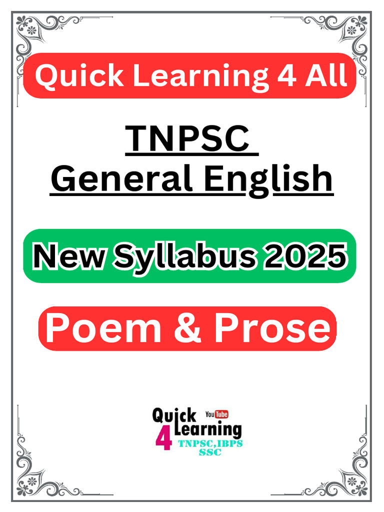 TNPSC General English Syllabus 2025 | PDF | Poetry
