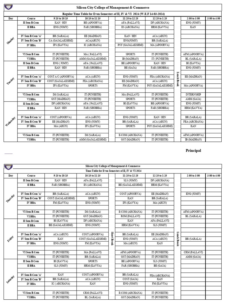 TT Even Sem 2024 Mar 13th 2024 | PDF