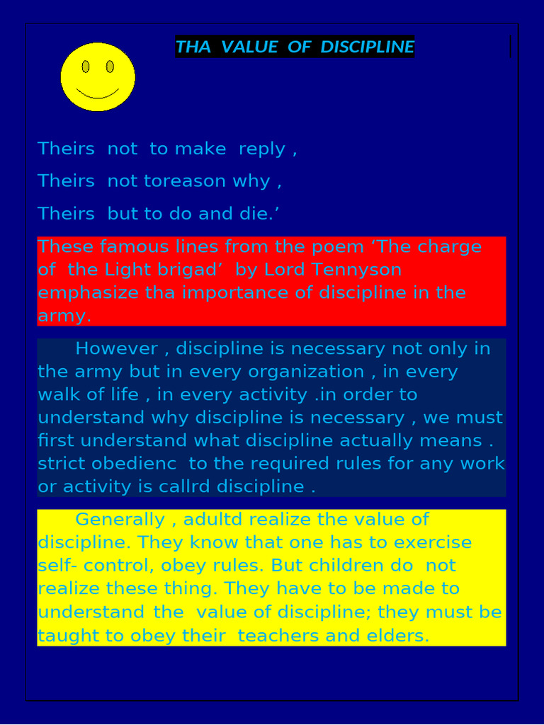 THA VALUE OF DISCIPLINE [S] | PDF