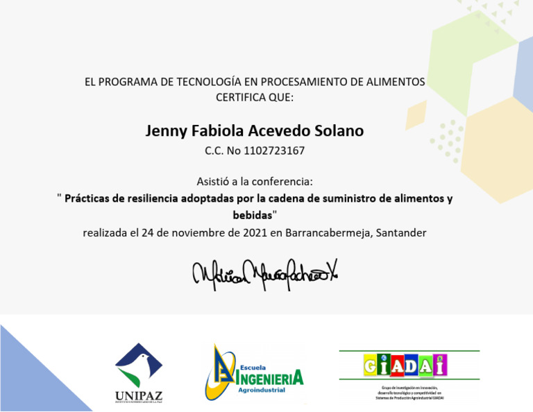 Xi Seminario de Desarrollo Agroindustrial: Jenny Fabiola Acevedo Solano | PDF