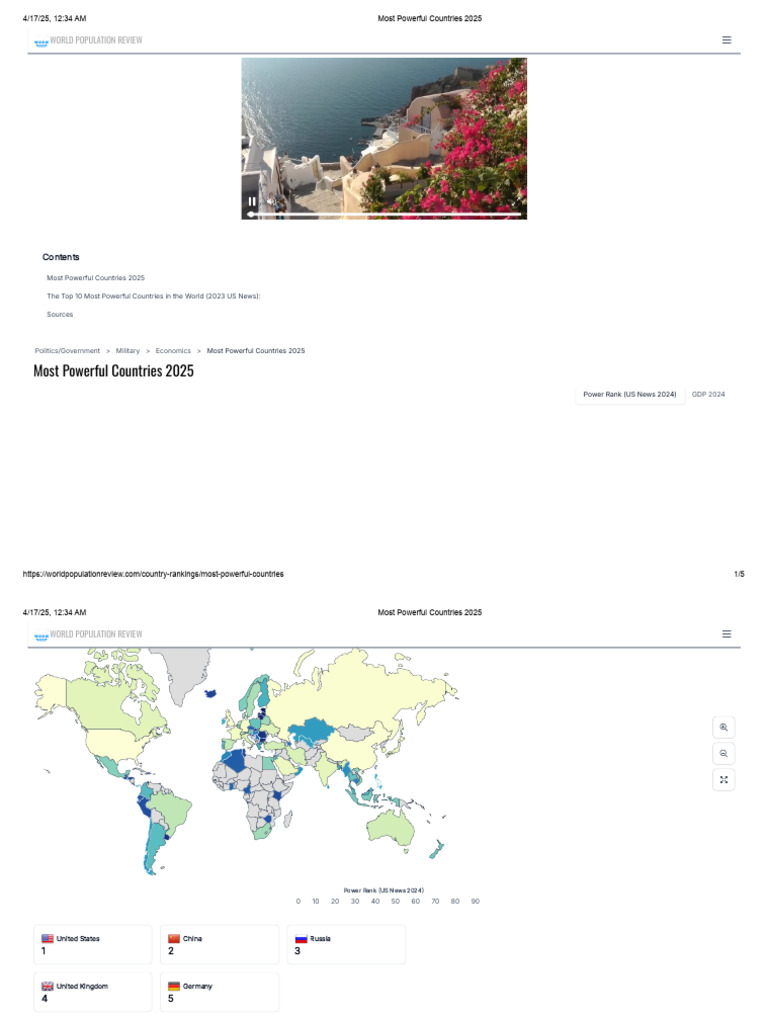 Most Powerful Countries 2025 Rankings | PDF | The United States | China
