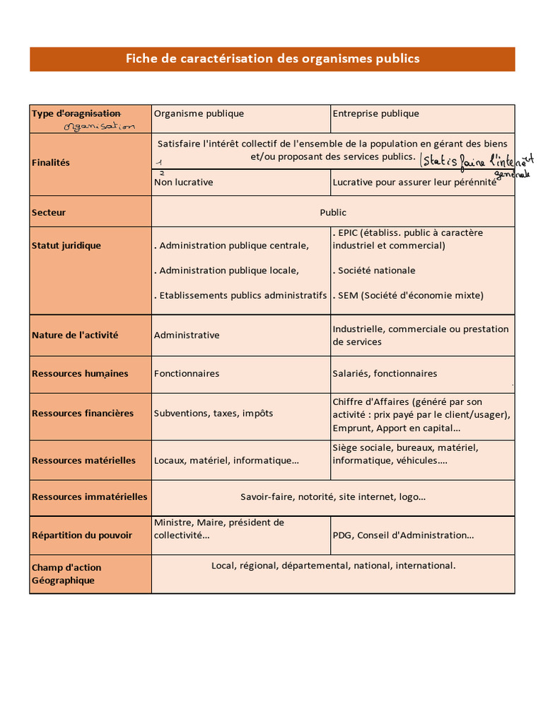 Caractérisation des organisations publiques | PDF