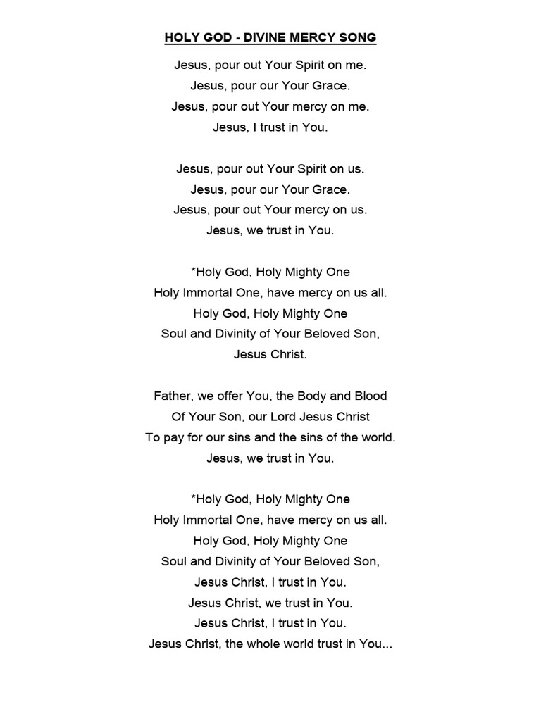 Holy God - Divine Mercy Song | PDF