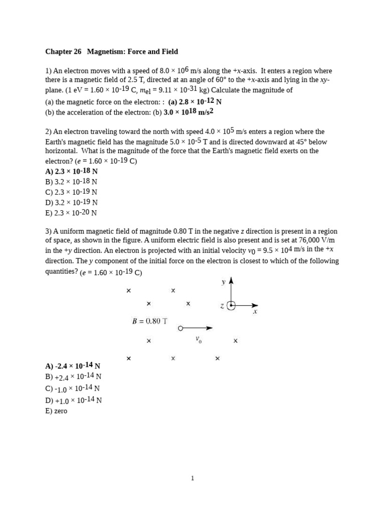 PHY_2049C_Ch26A.doc | PDF | Magnetic Field | Electron