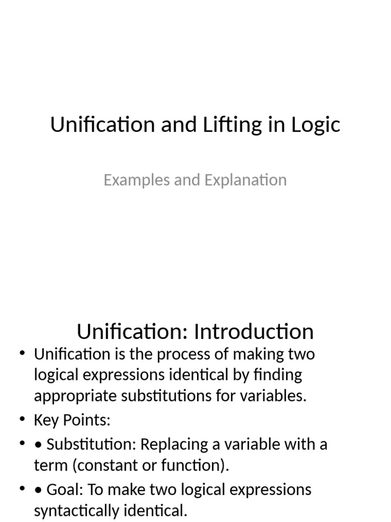 Unification and Lifting Slides | PDF