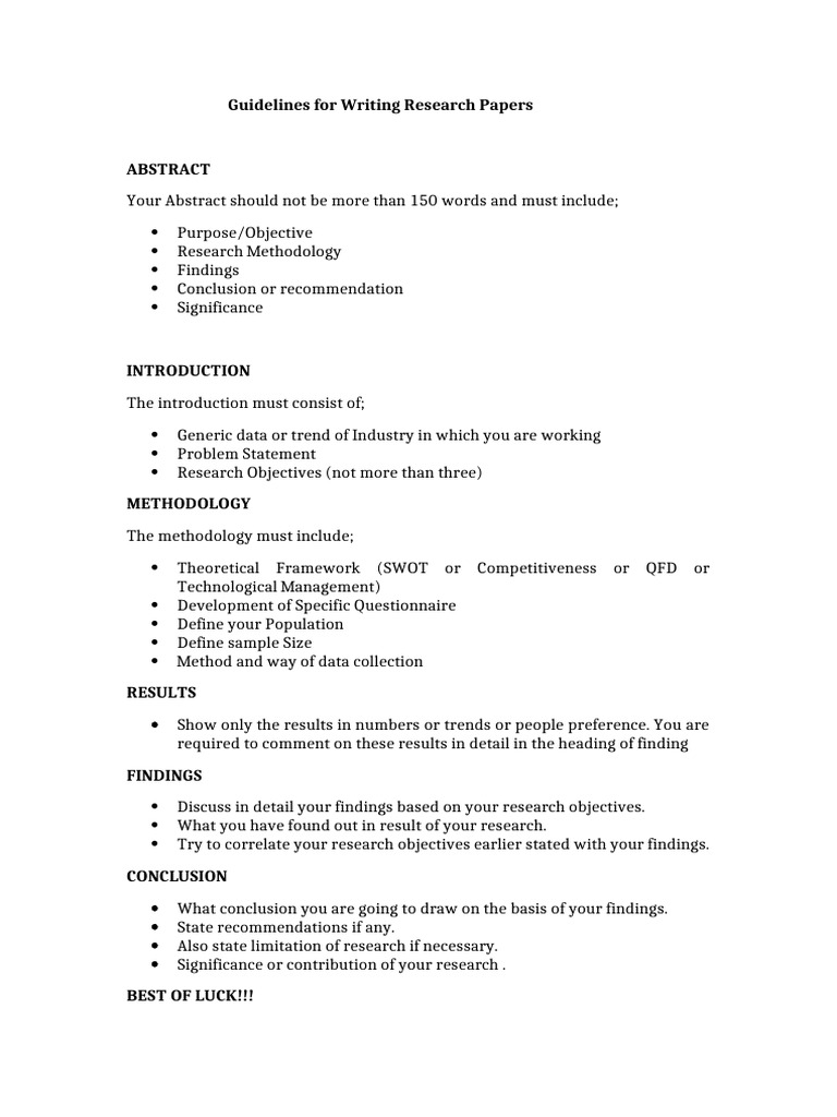 Research Paper Writing Guidelines | PDF