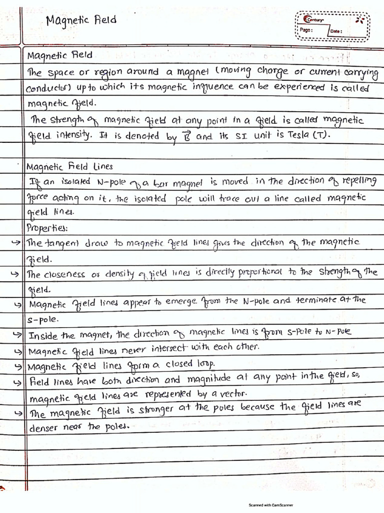 Magnetic Field Class 12 Physics Notes | PDF