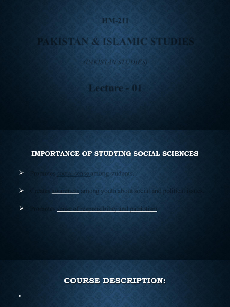 Lecture 01 - Pakistan Studies | PDF | Ideologies | Pakistan