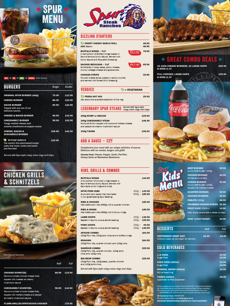 Spur Steak Ranches Standard Take Away Menu | PDF | Hamburgers | Steak