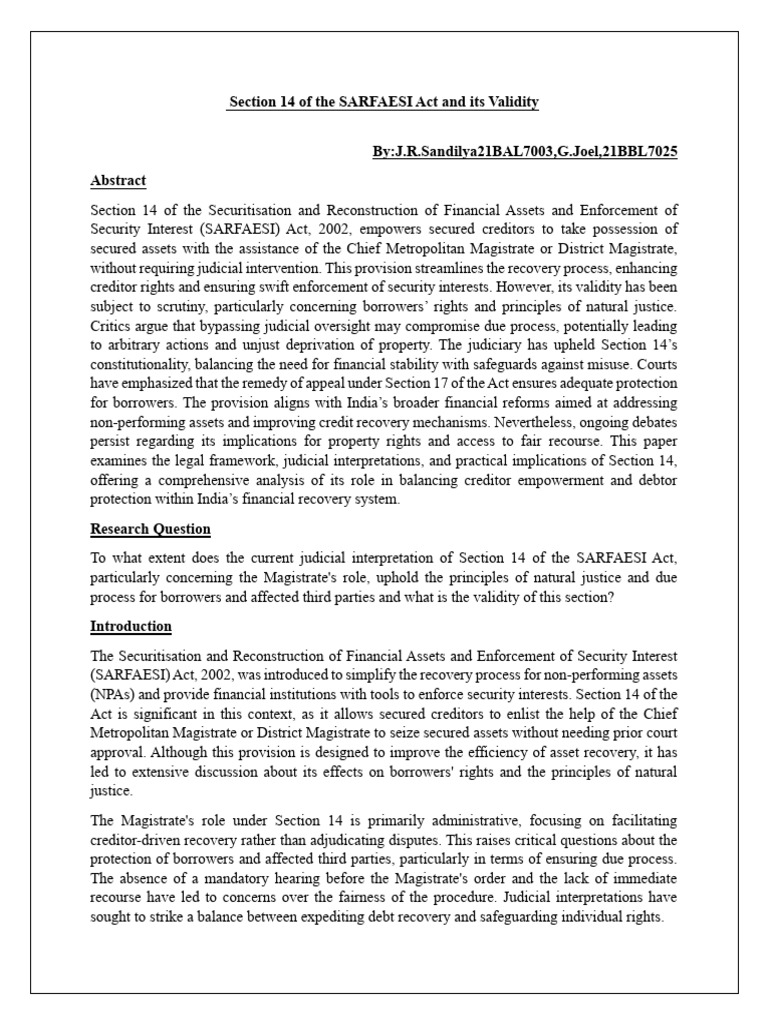 Analysis of Section 14 SARFAESI Act | PDF | Security Interest | Magistrate