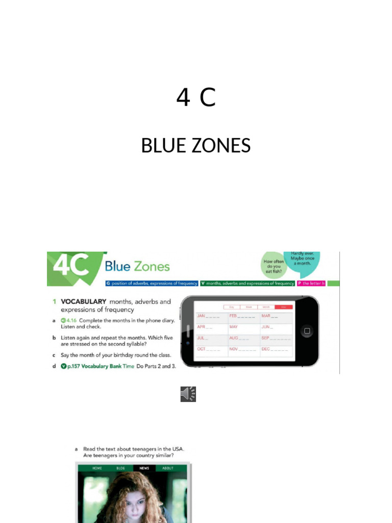 Blue Zones: Adverbs of Frequency Guide | PDF